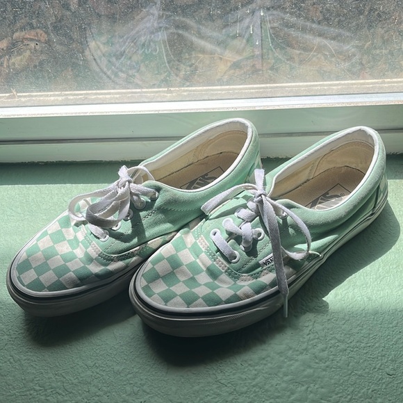 Vans | Shoes | Sage Green Checkered Vans | Poshmark